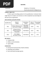 12th Pass Resume Format | PDF