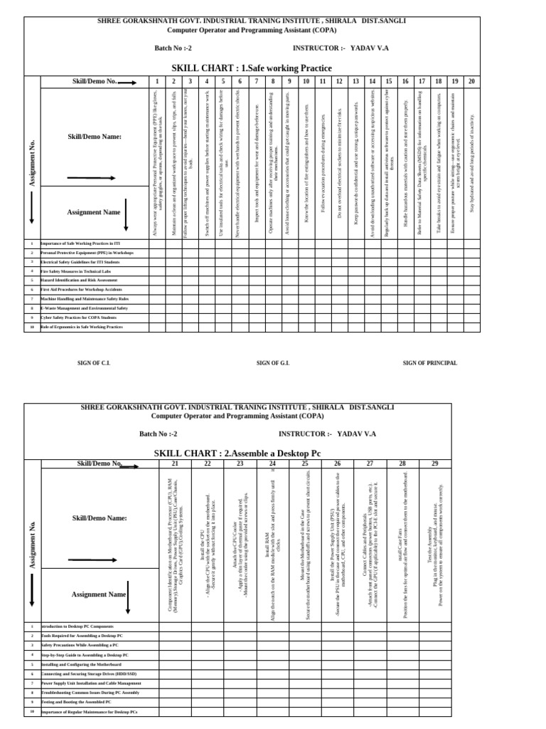 Skill Chart 2024-25 Batch 2 | PDF | Personal Computers | Desktop Computer