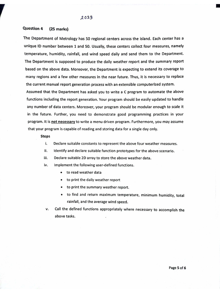 Introduction To Programming-1st Yr-4th Question-1-2 | PDF