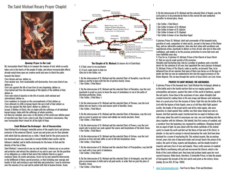 Saint Michael Rosary Prayer Guide | PDF | Michael (Archangel) | Lord's ...