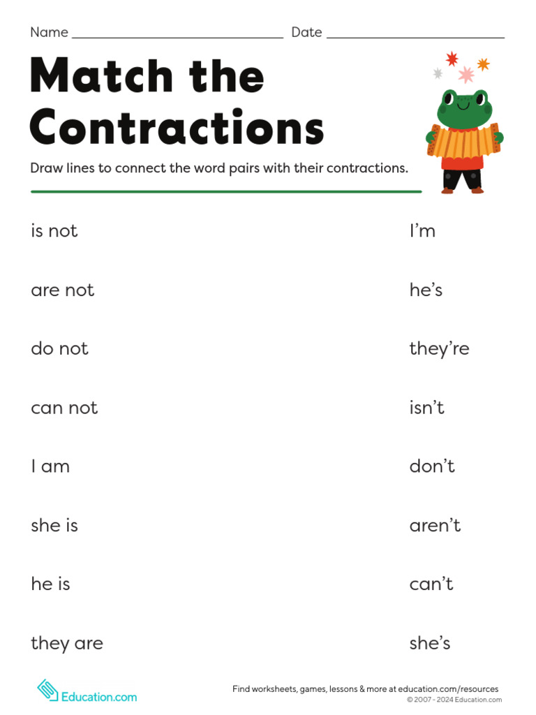 Match The Contractions | PDF
