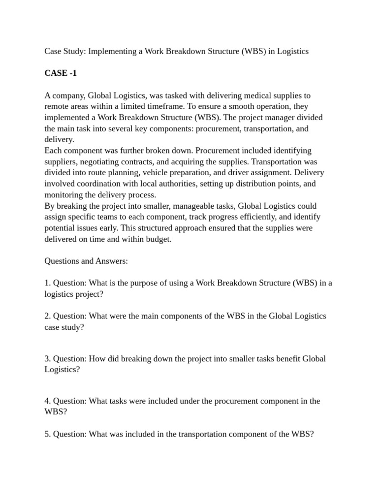 Case Study - 01 - SCM 402 SC | PDF | Logistics | Procurement