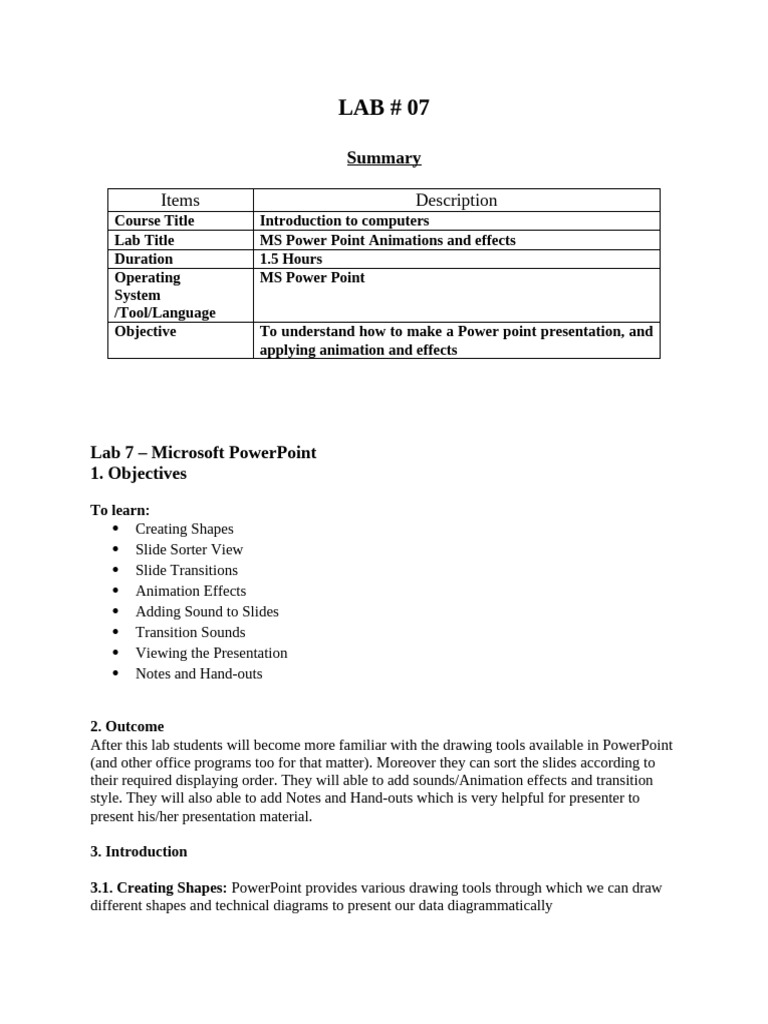 Lab 7 (MS PowerPoint Part 2) | PDF | Microsoft Power Point | Printer (Computing)