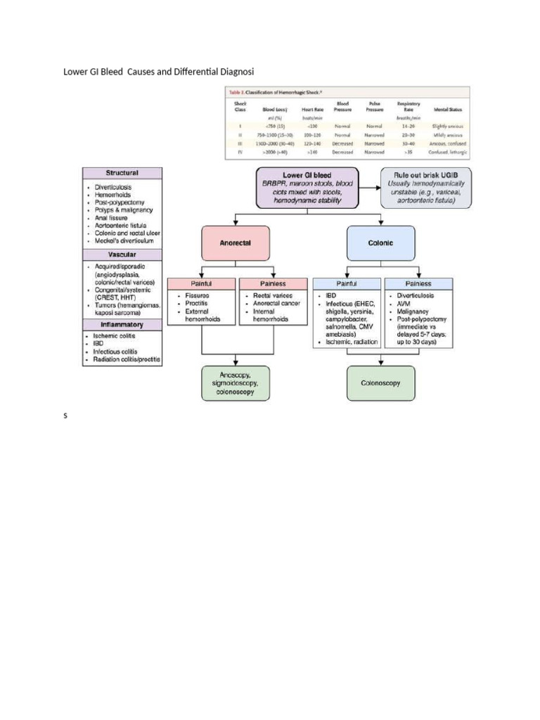 Lower GI Bleed Causes and Differential Diagnosis | PDF