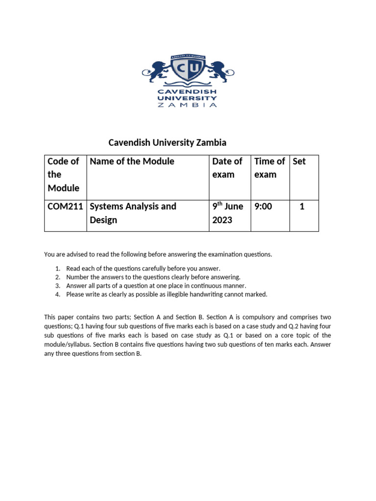 COM211 Systems Analysis and Design | PDF | Systems Engineering | Computing