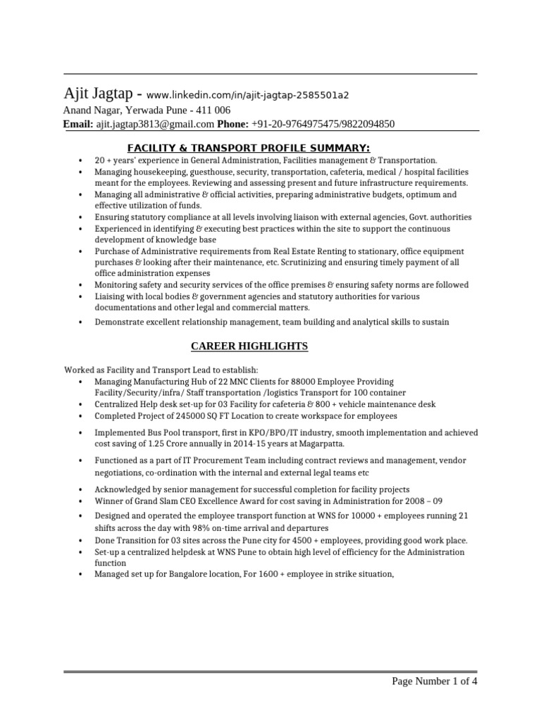 Ajit Jagtap Updated Resume 4 | PDF | Transport | Business
