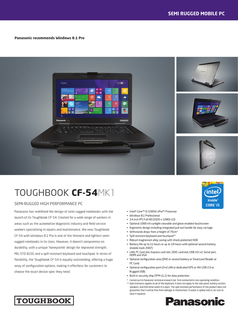 Panasonic ToughBook CF-54 MK1 specs pdf | PDF | Computer Architecture ...