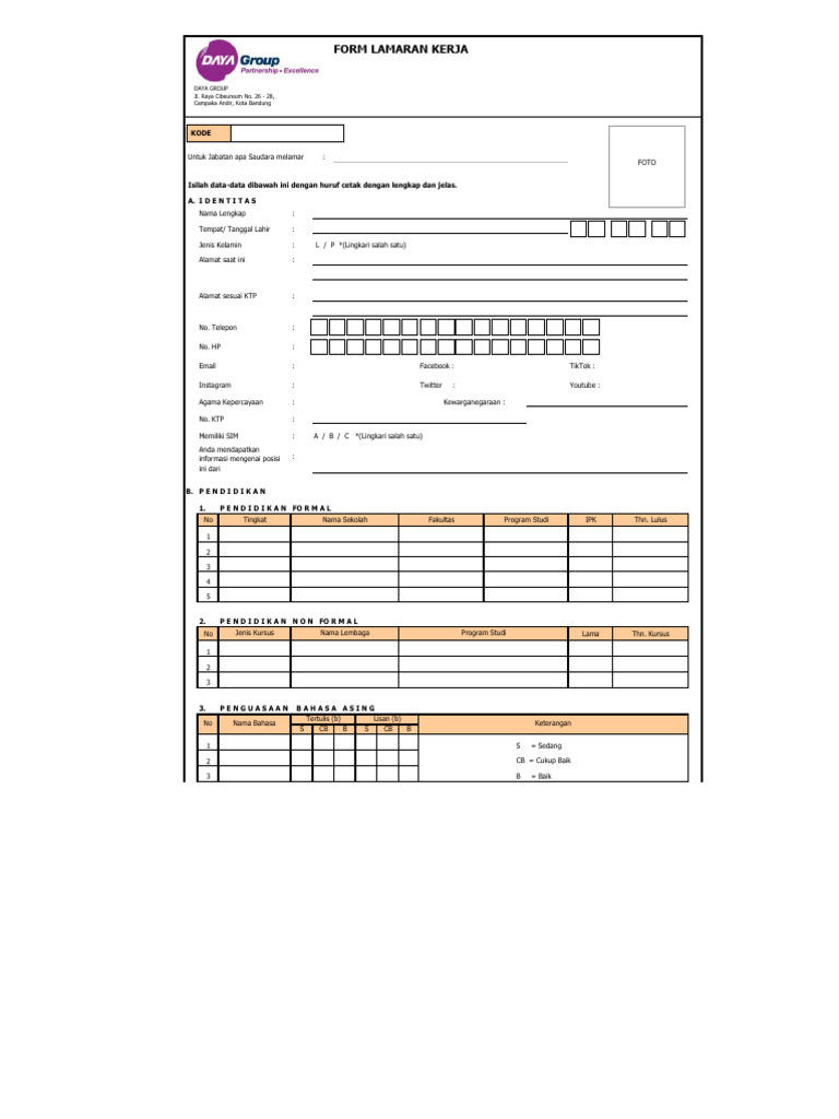 Form Lamaran Kerja EDITED | PDF