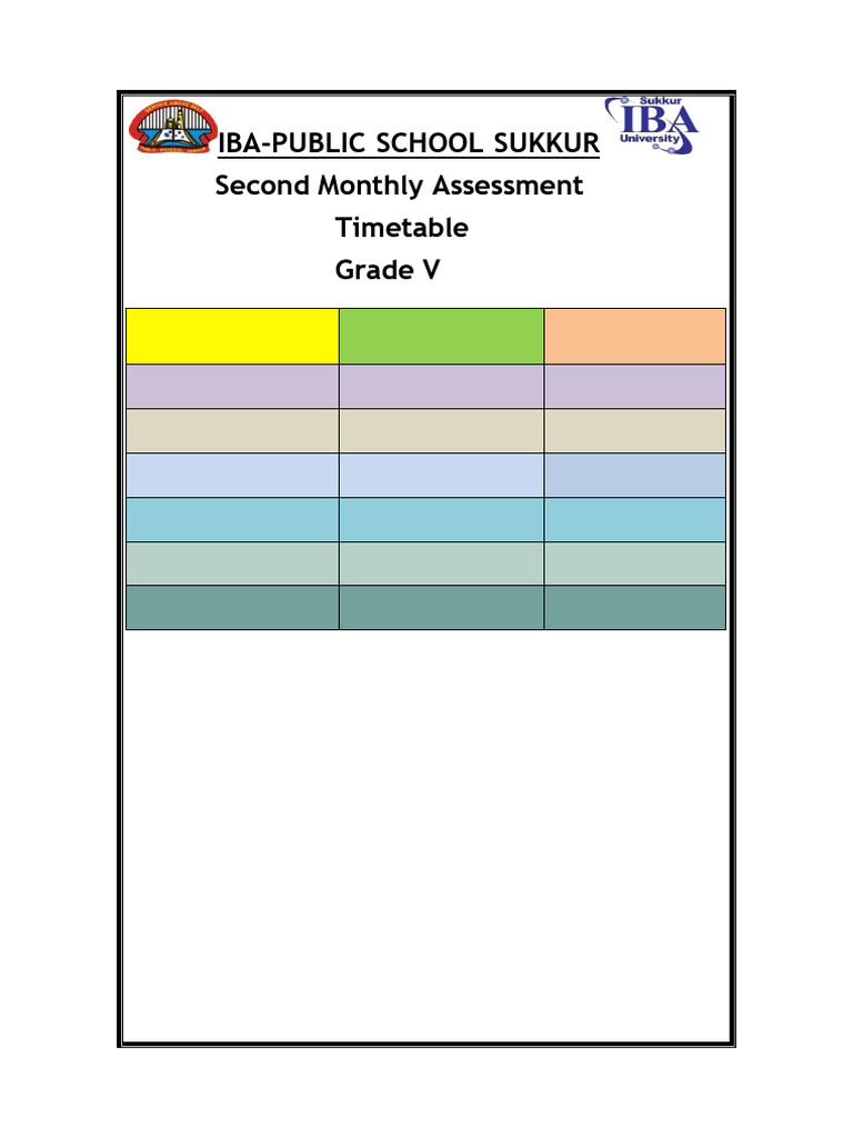 Timetable Grade 5 | PDF
