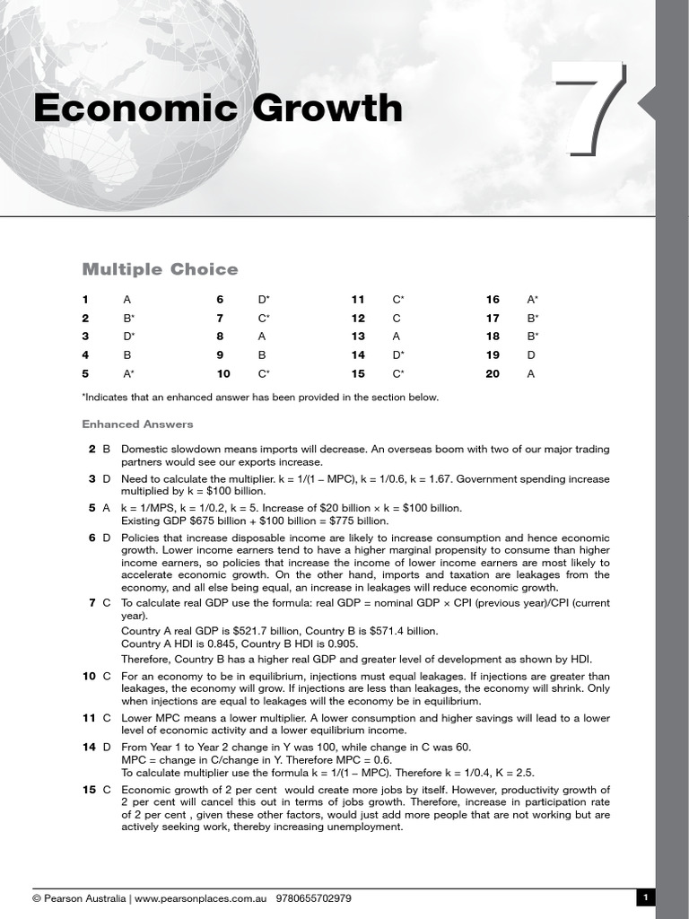 Age 10ed WB ch07 Answers | PDF | Fiscal Policy | Economic Growth