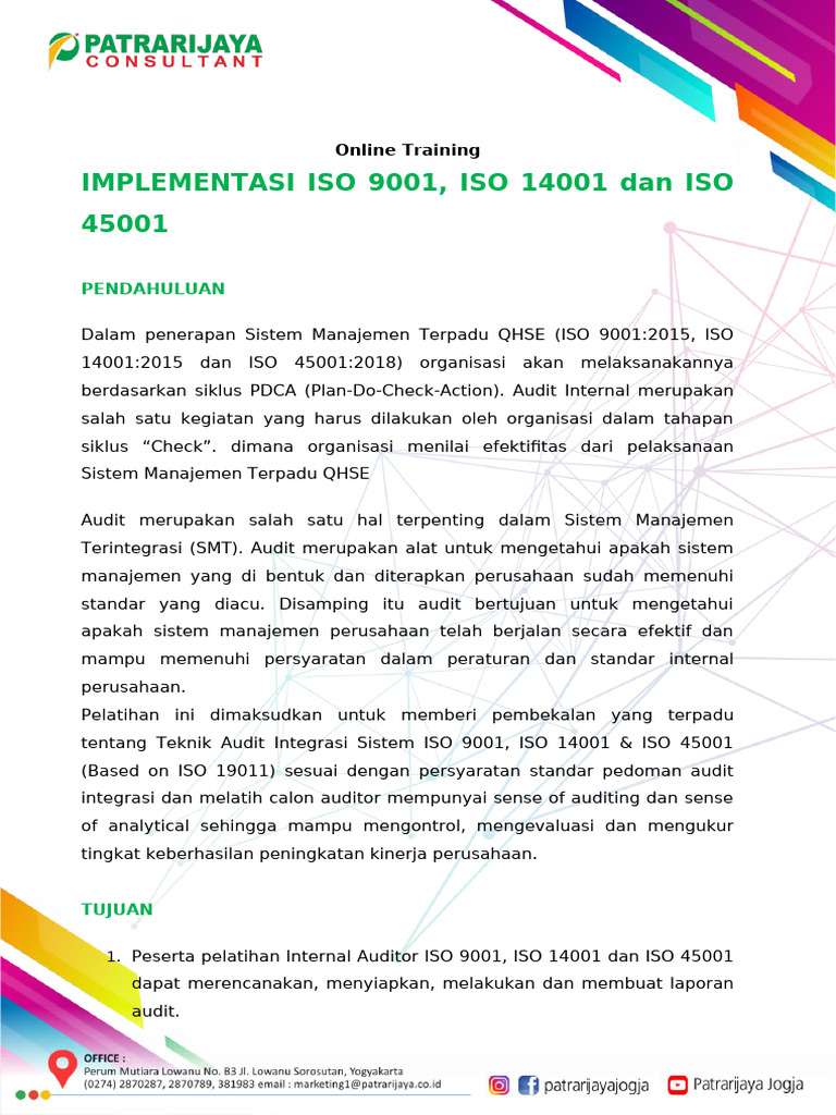 IMPLEMENTASI ISO 9001, ISO 14001 Dan ISO 45001 - Materi | PDF