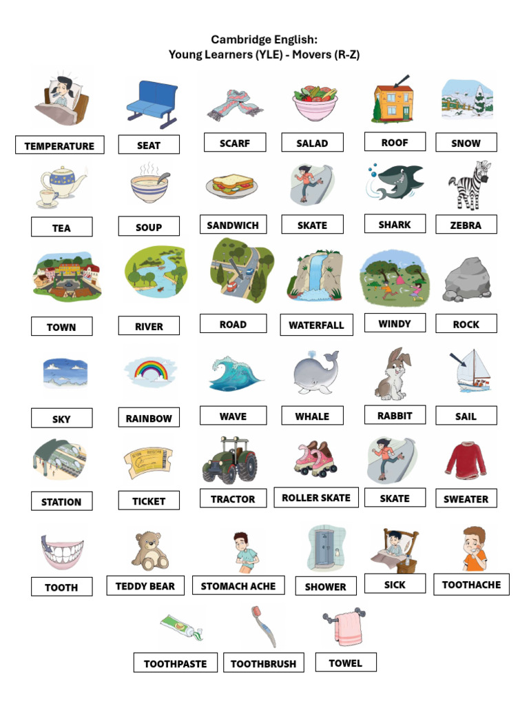 Cambridge English: Young Learners (YLE) - Movers (R-Z) | PDF