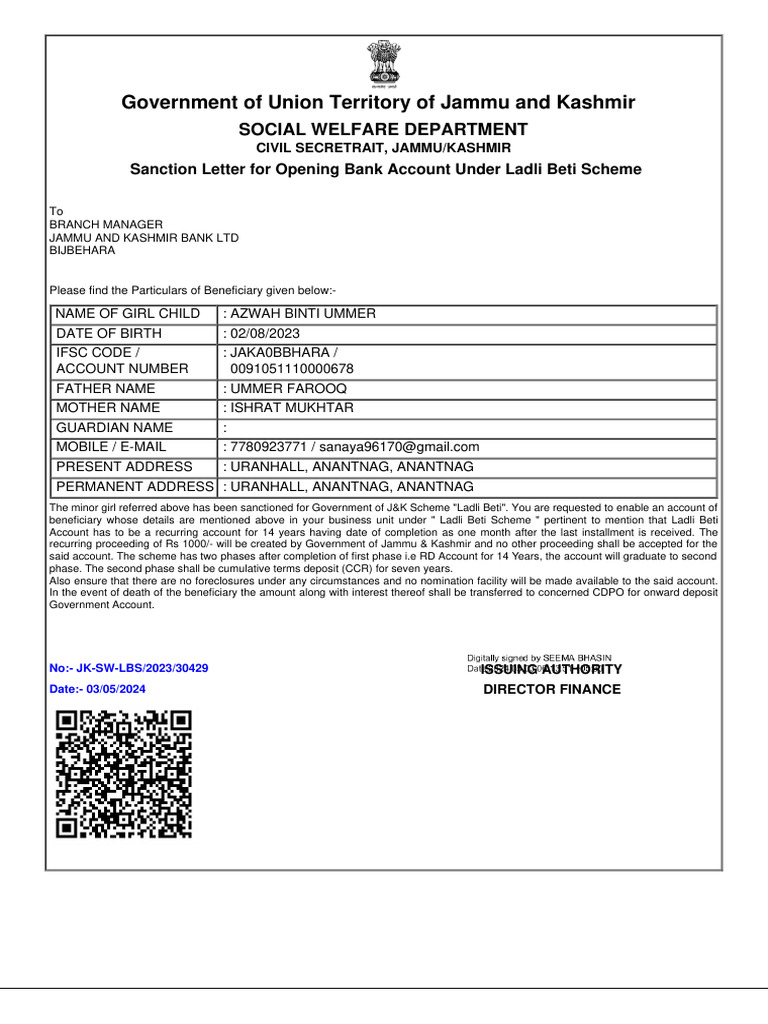 Sanction Letter | PDF | Government