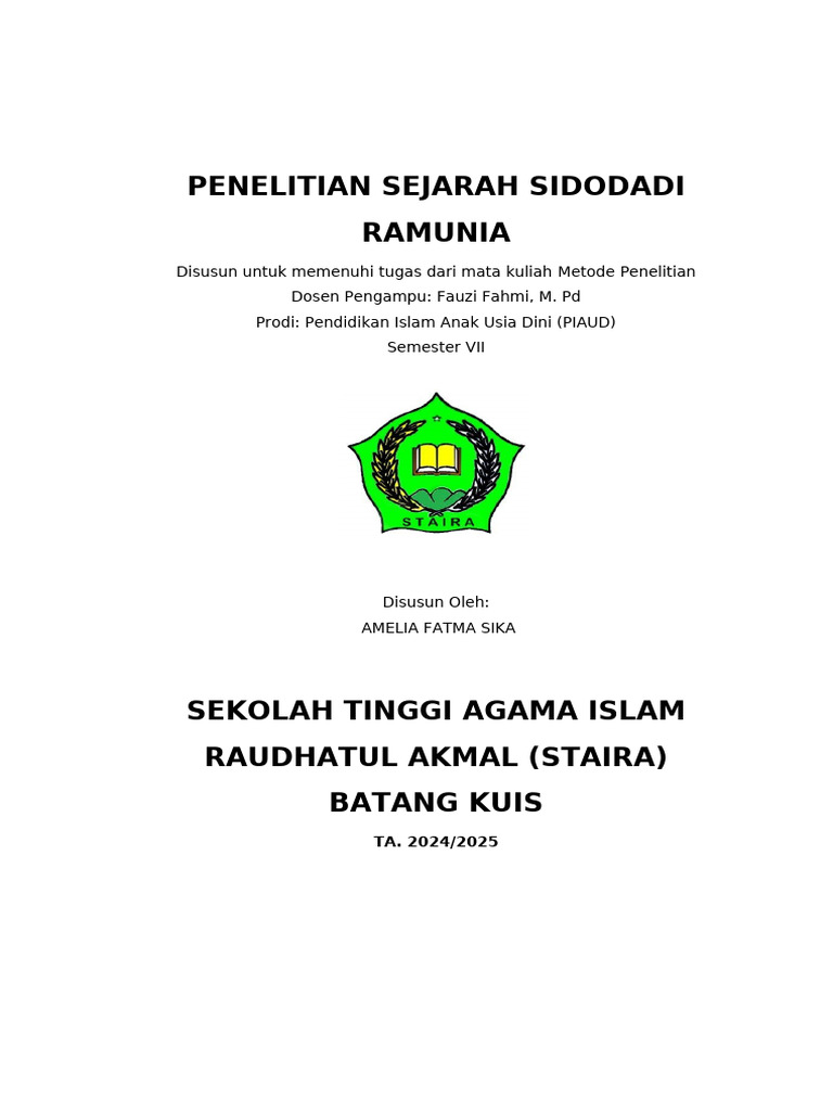 Penelitian Sejarah Desa Sidodadi Ramunia | PDF