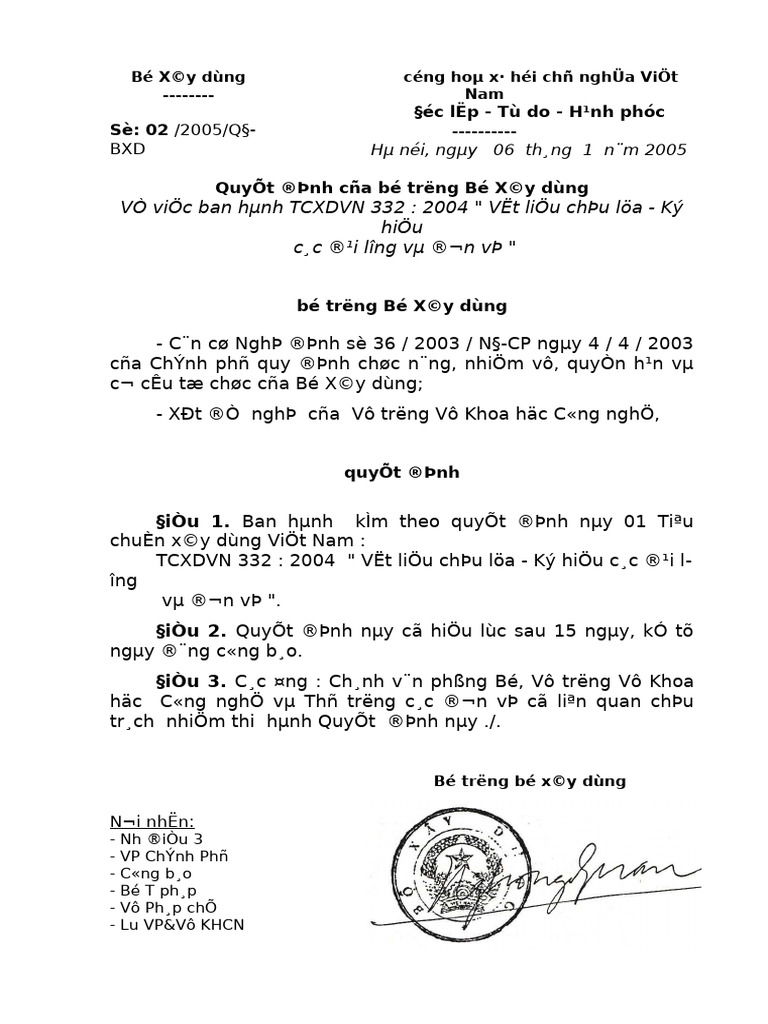 TCXDVN 332-2004-Vat Lieu Chiu Lua-Ky Hieu Cac Dai Luong Va Do | PDF