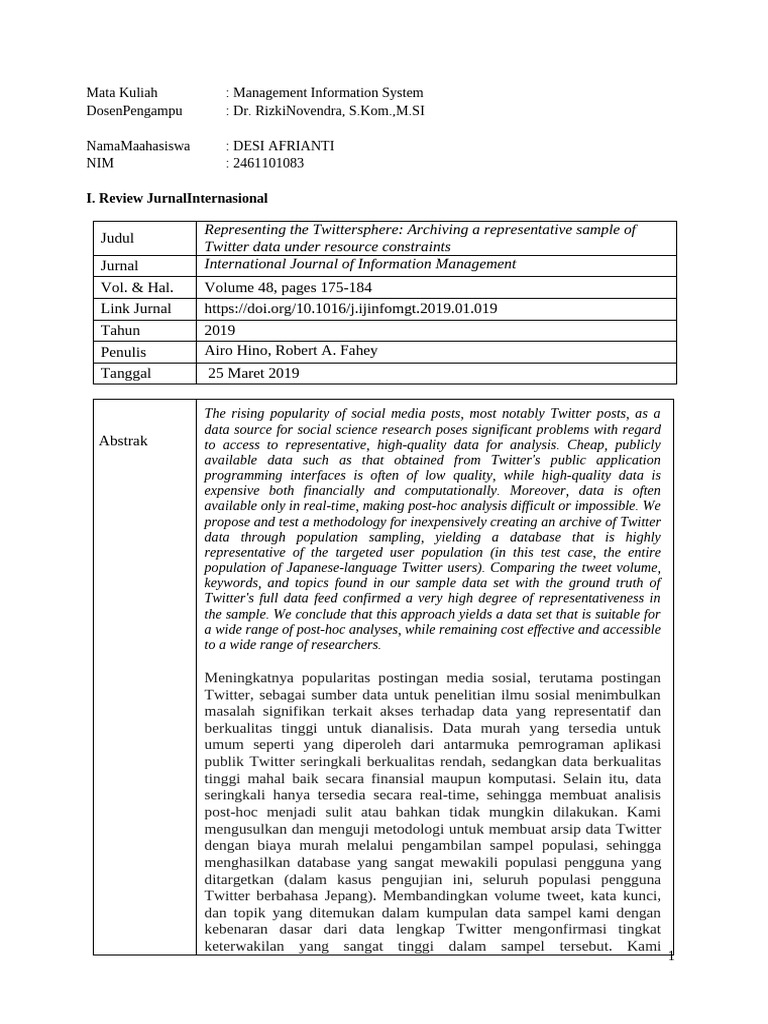 Uts - Desi Afrianti | PDF | Data | Methodology