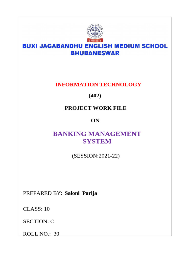 Banking Management System Saloni Parija | PDF | Databases | Banks