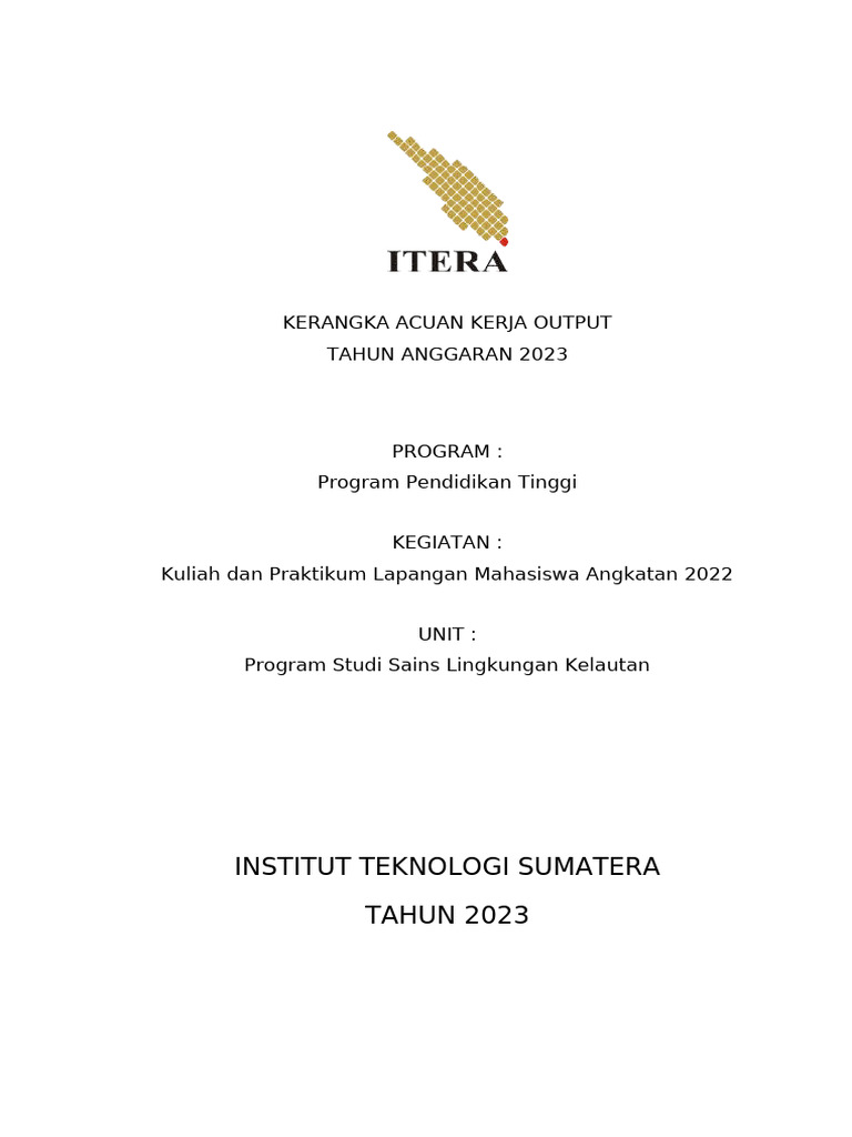 KAK (TOR) Praktikum Dan Kuliah Lapangan Prodi SLL 19-20 Nov 2023 | PDF