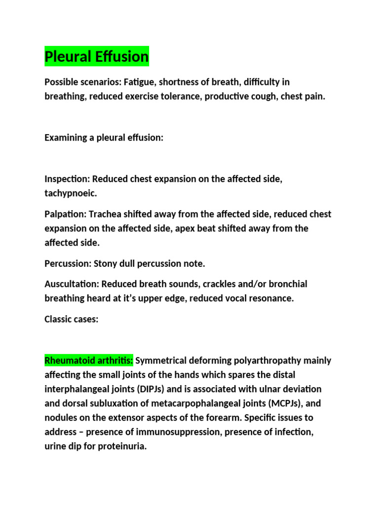 Pleural Effusion - PLOUGHING | PDF | Pneumonia | Chronic Obstructive ...