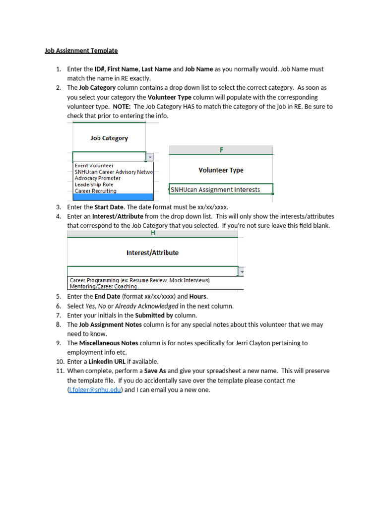 Job Assignment Template | PDF