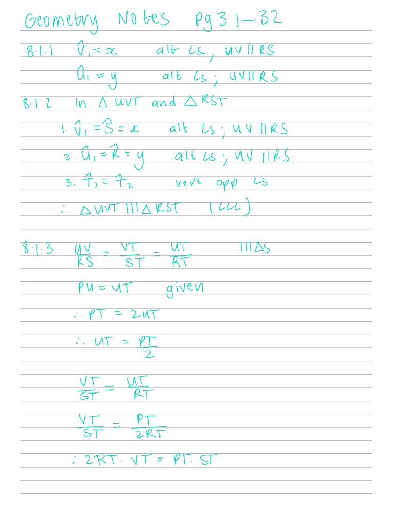 Grade 10 Geometry Notes PG 31-32 Memo | PDF