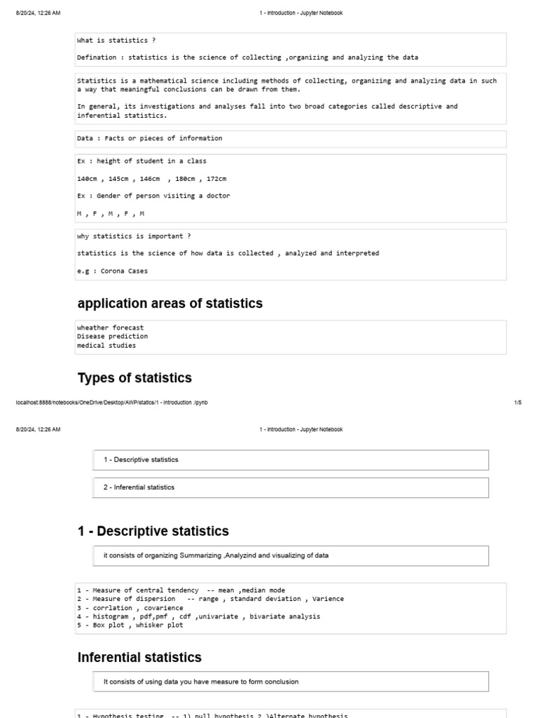 1 - introduction - Jupyter Notebook | PDF | Statistics | Descriptive ... 1 - introduction - Jupyter Notebook | PDF | Statistics | Descriptive ...