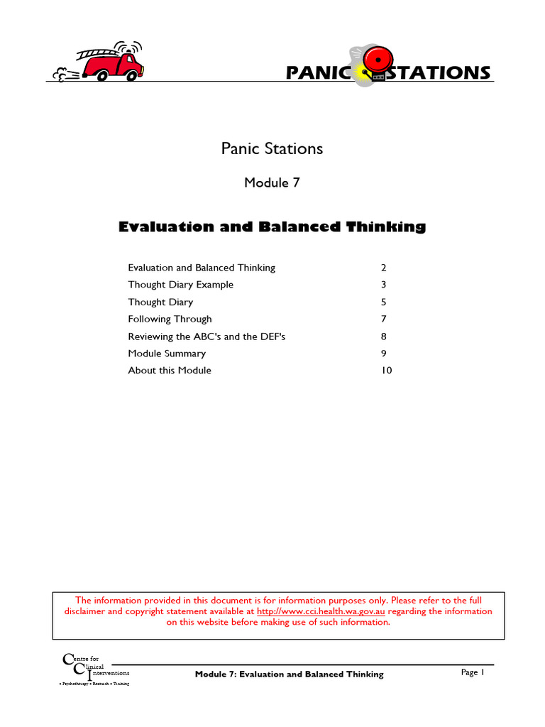 Panic Stations - 07 - Evaluation and Balanced Thinking | PDF | Thought ...