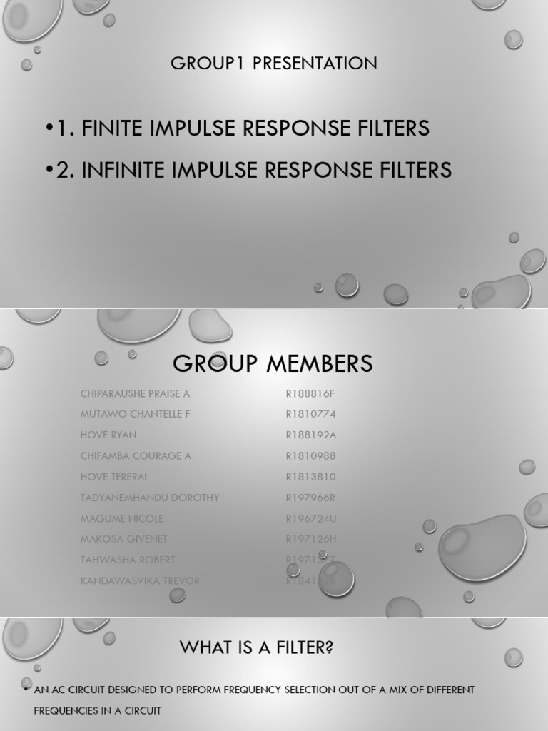 Group 1 Presentation Fir and Iir Filters | PDF | Filter (Signal Processing) | Recurrence Relation
