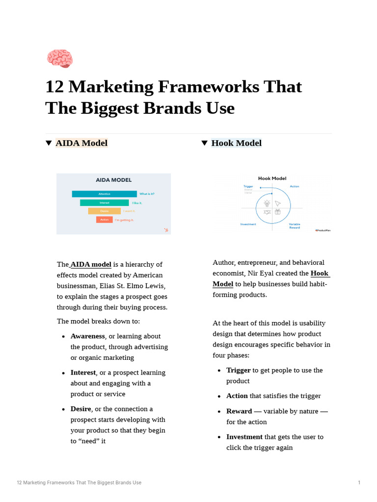 12 Marketing Frameworks That The Biggest Brands Use | PDF | Marketing ...