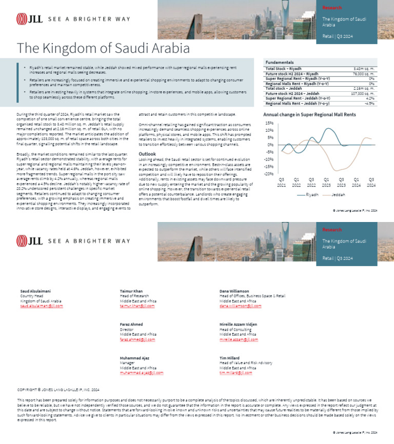 JLL Kingdom of Saudi Arabia Retail Market Dynamics q3 2024 | PDF ...