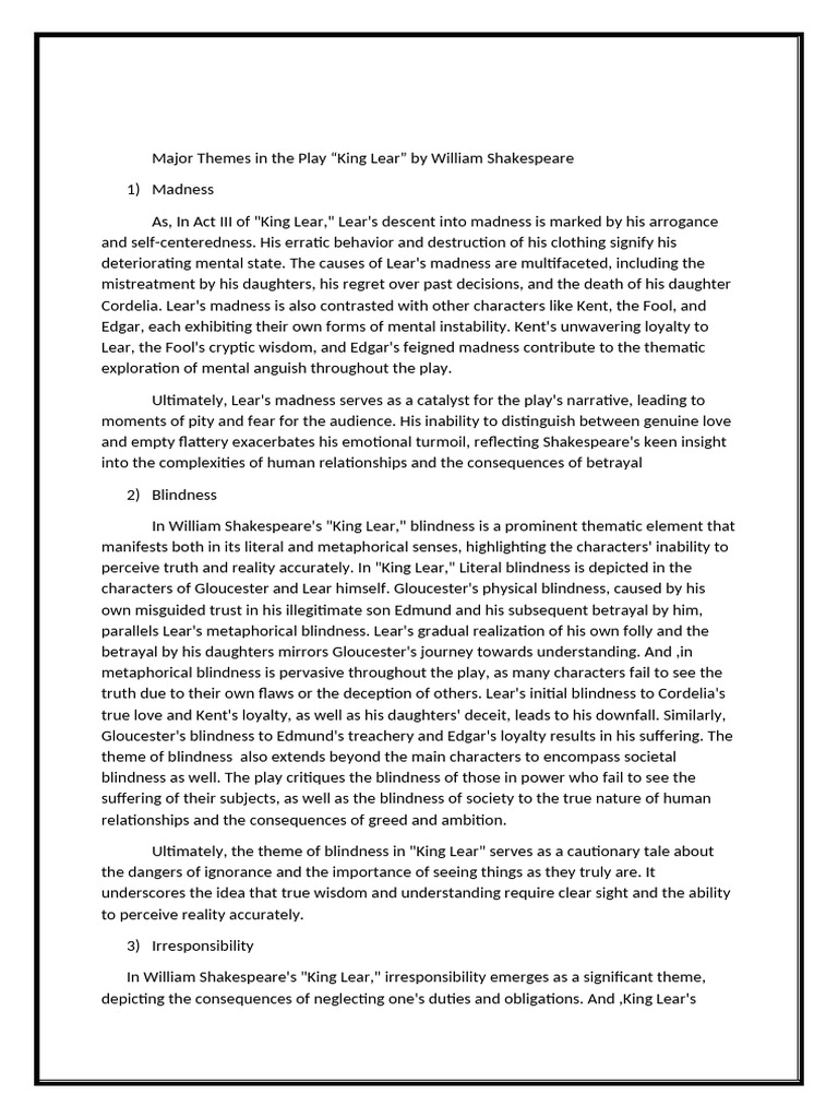 Assignment of Criticism 12 | PDF | King Lear