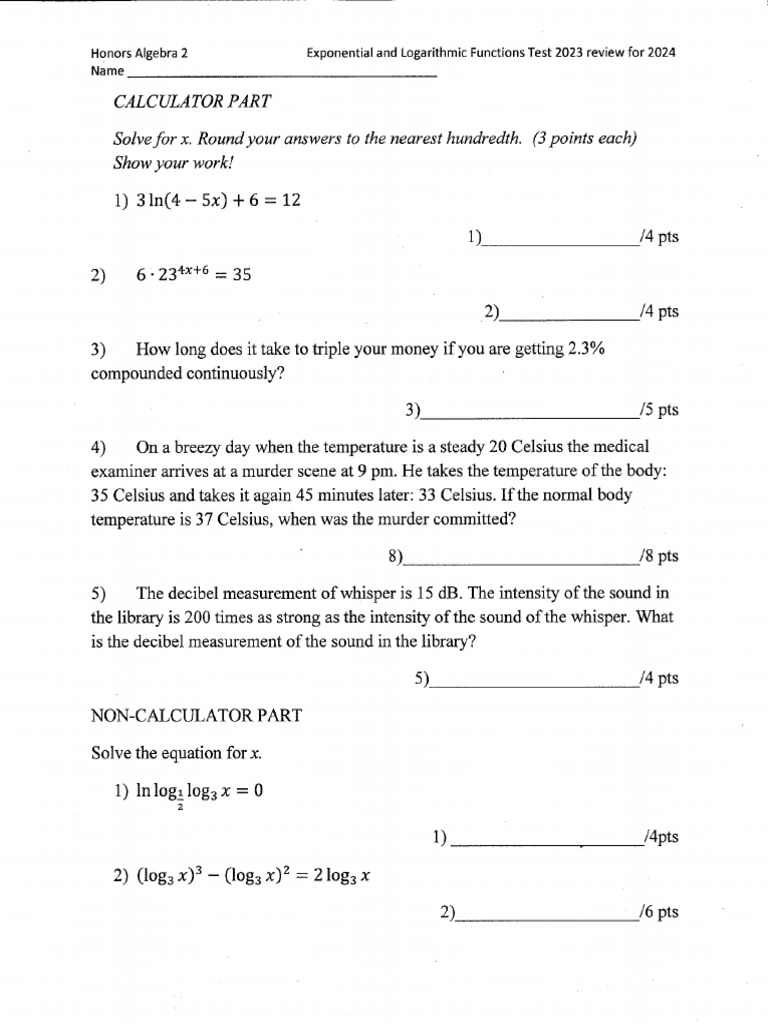 log test 2023 for review 2024 test and key | PDF