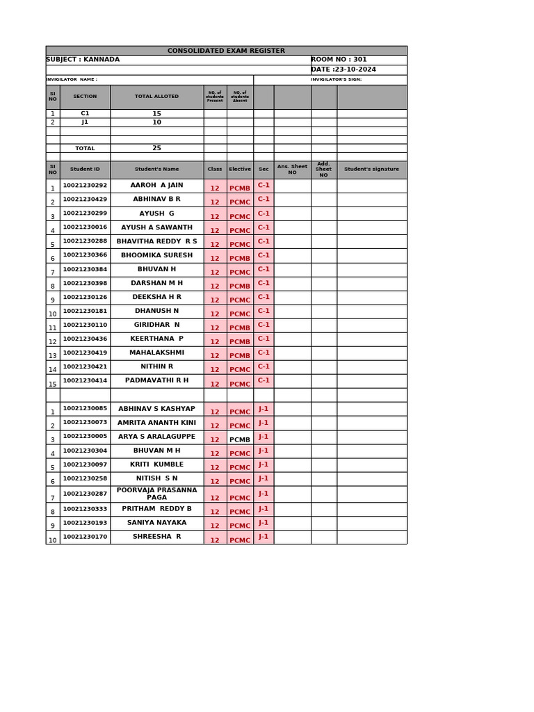 Midterm Seating Allotment | PDF