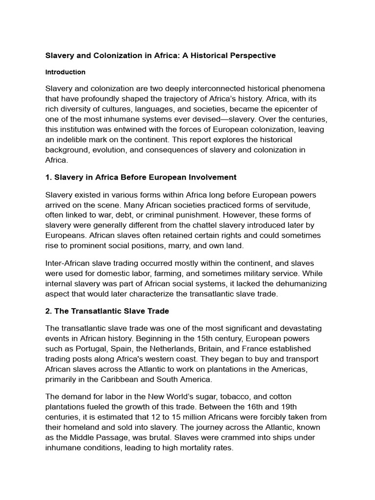 Slavery and Colonization in Africa | PDF | Atlantic Slave Trade | Slavery