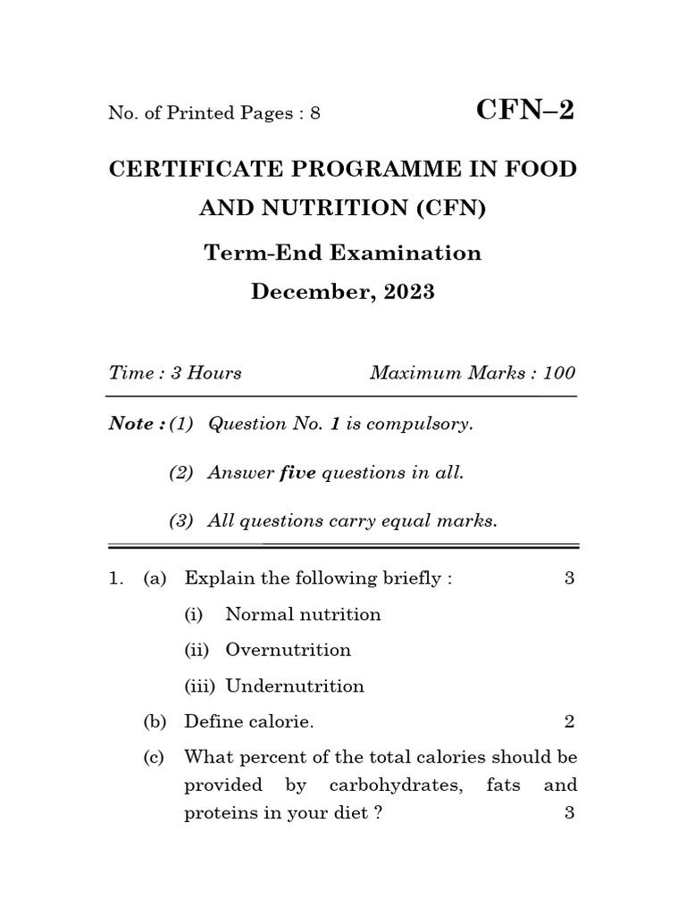 CFN-2 | PDF | Malnutrition | Foods