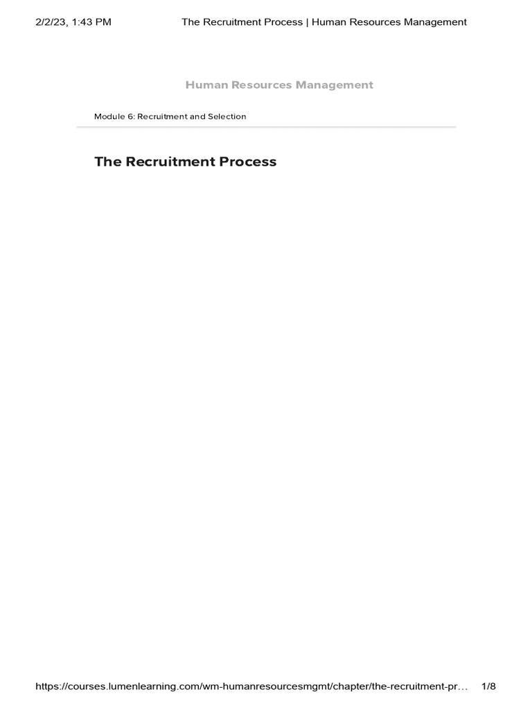 The Recruitment Process - Human Resources Management | PDF ...