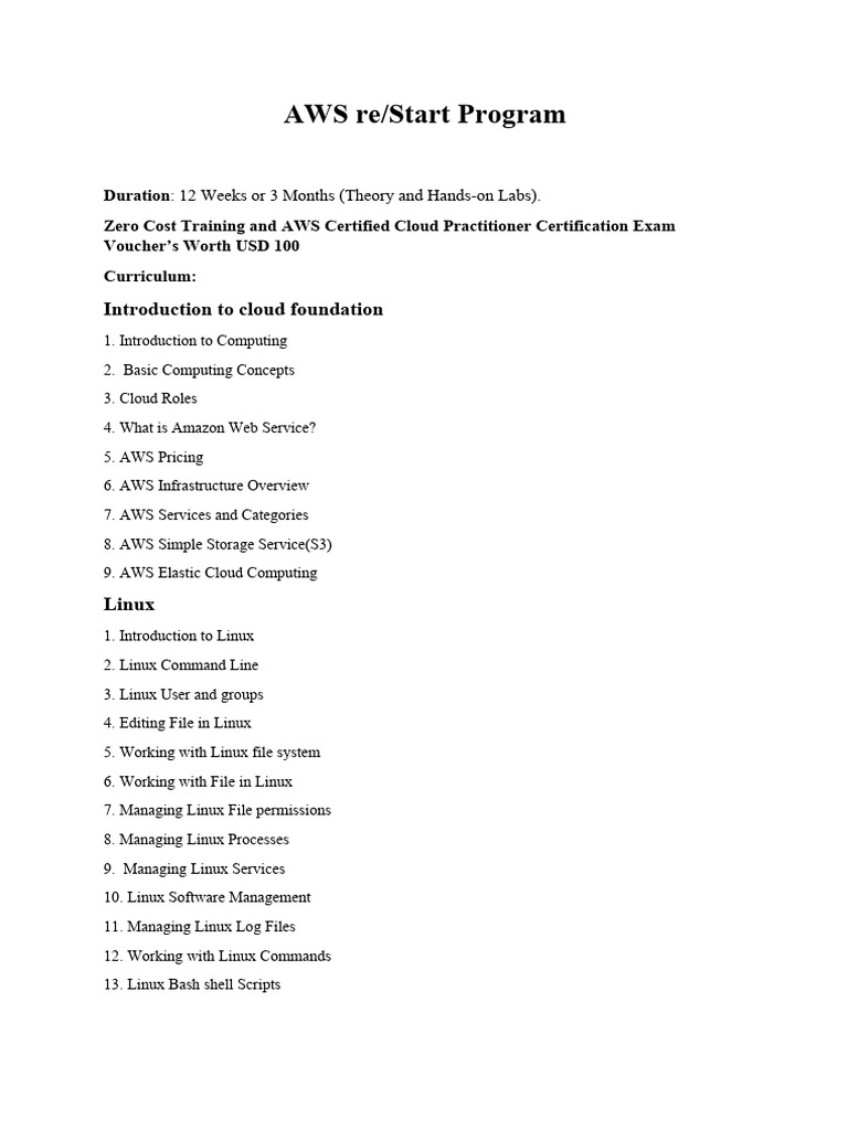 02 - AWS Restart Training Modules and Topics | PDF | Amazon Web ...