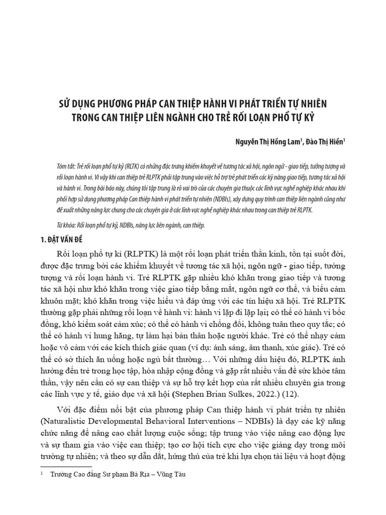 Phuong Phap Can Thiep Hanh VI Tre Tu Ky | PDF