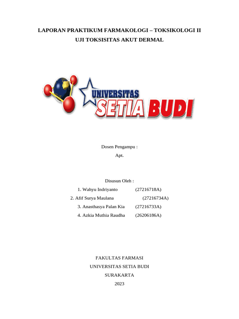 Uji Toksisitas Akut Dermal: Metode dan Hasil | PDF