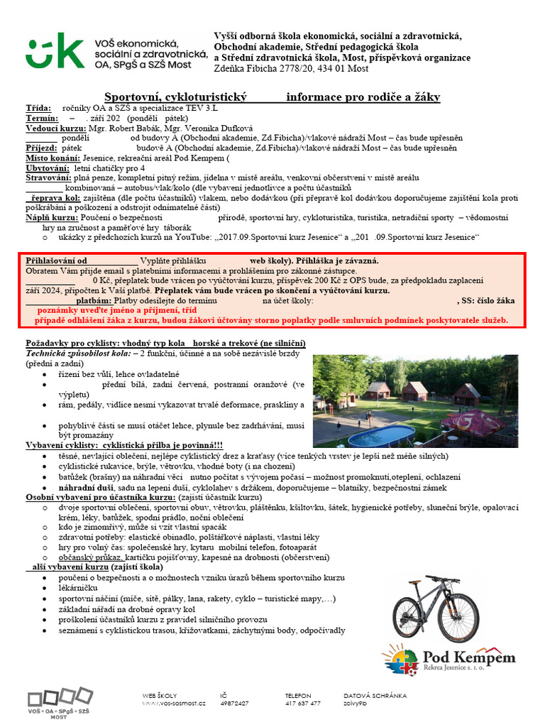 Letak Cykloturisticky Kurz 2024 | PDF