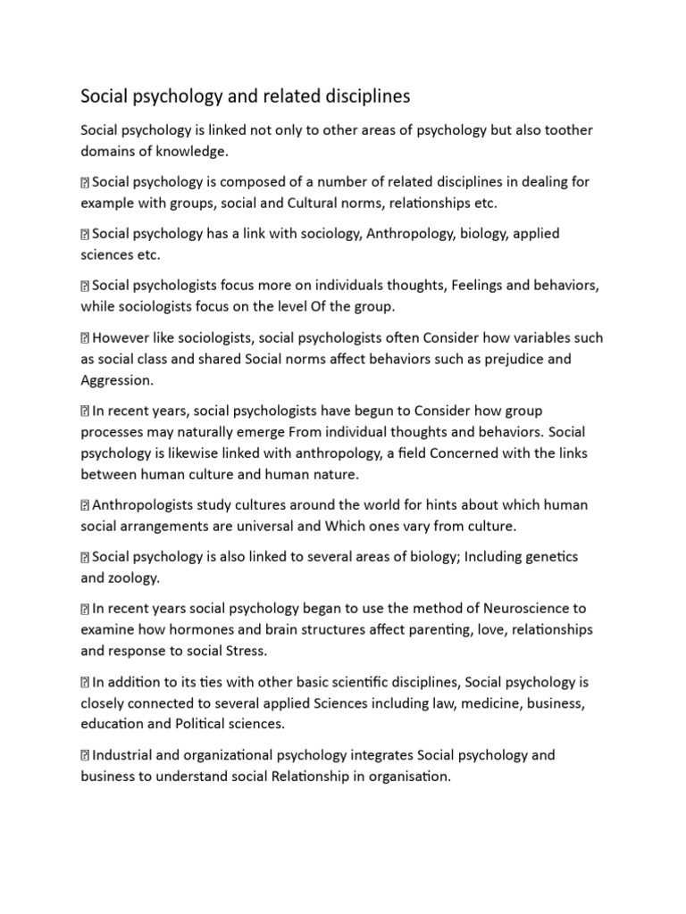 Social Psychology and Its Connections | PDF