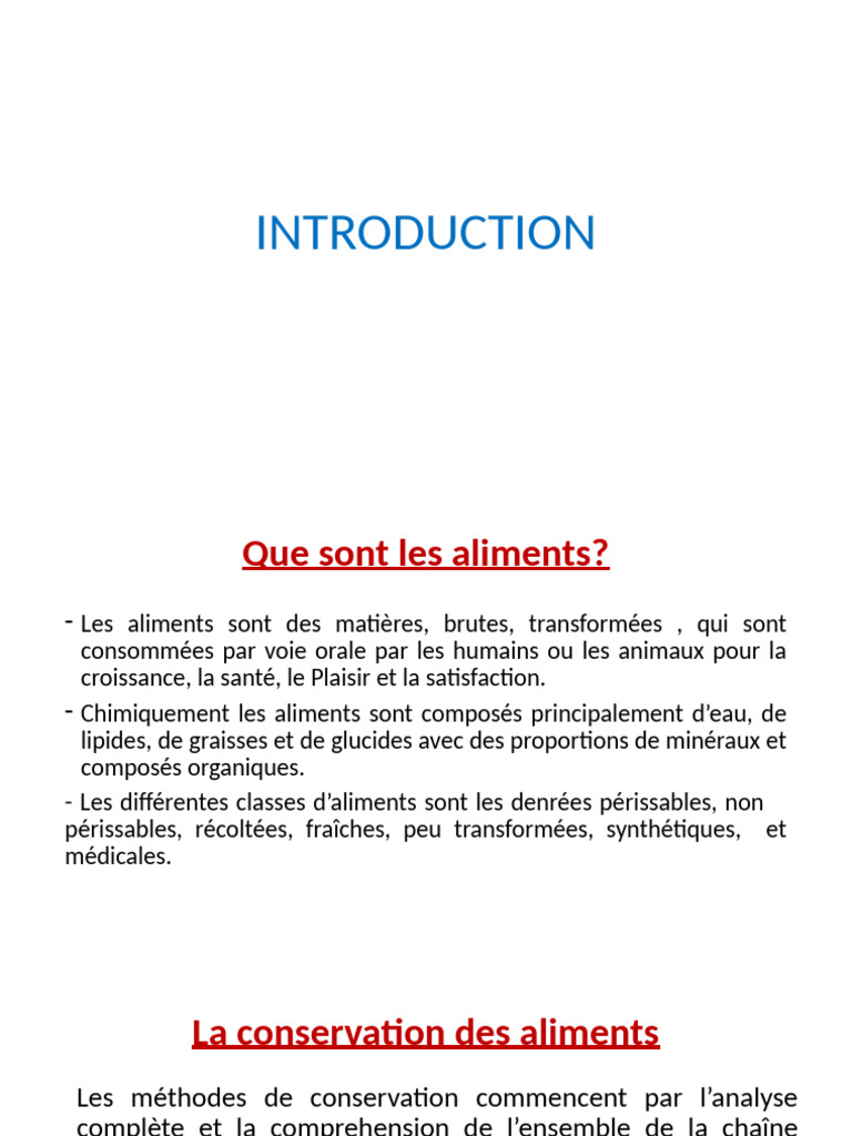 Cours 1-intro-aliments | PDF | Nourritures | Manger