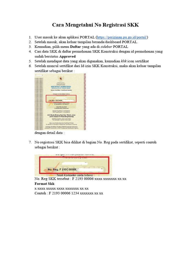 Cara Mengetahui No Registrasi SKK | PDF