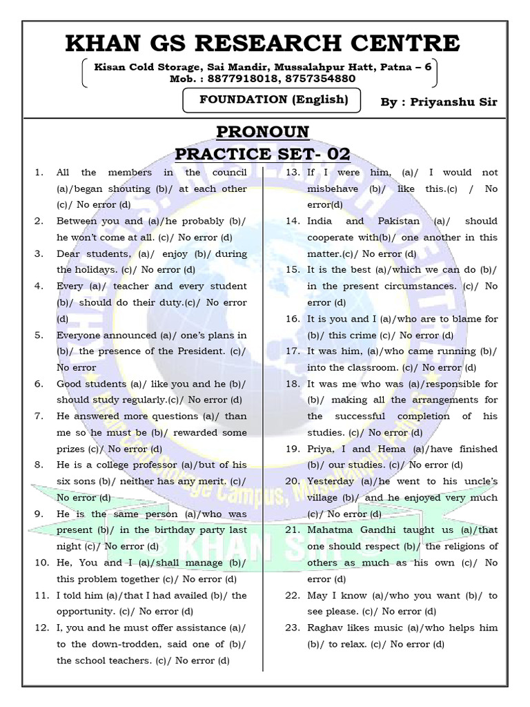 Pronoun Practice 2 3 | PDF