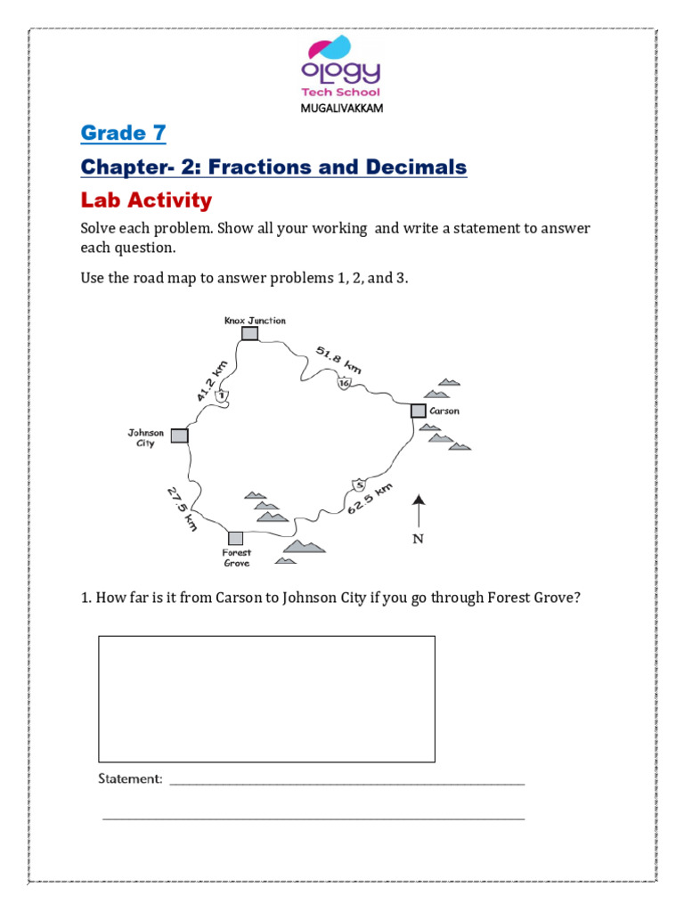 Class 7 - Chapter 2 - Fractions and Decimals-Library Lab Activity | PDF