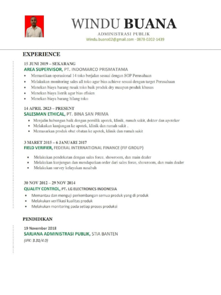 CV Windu Buana 2024 | PDF