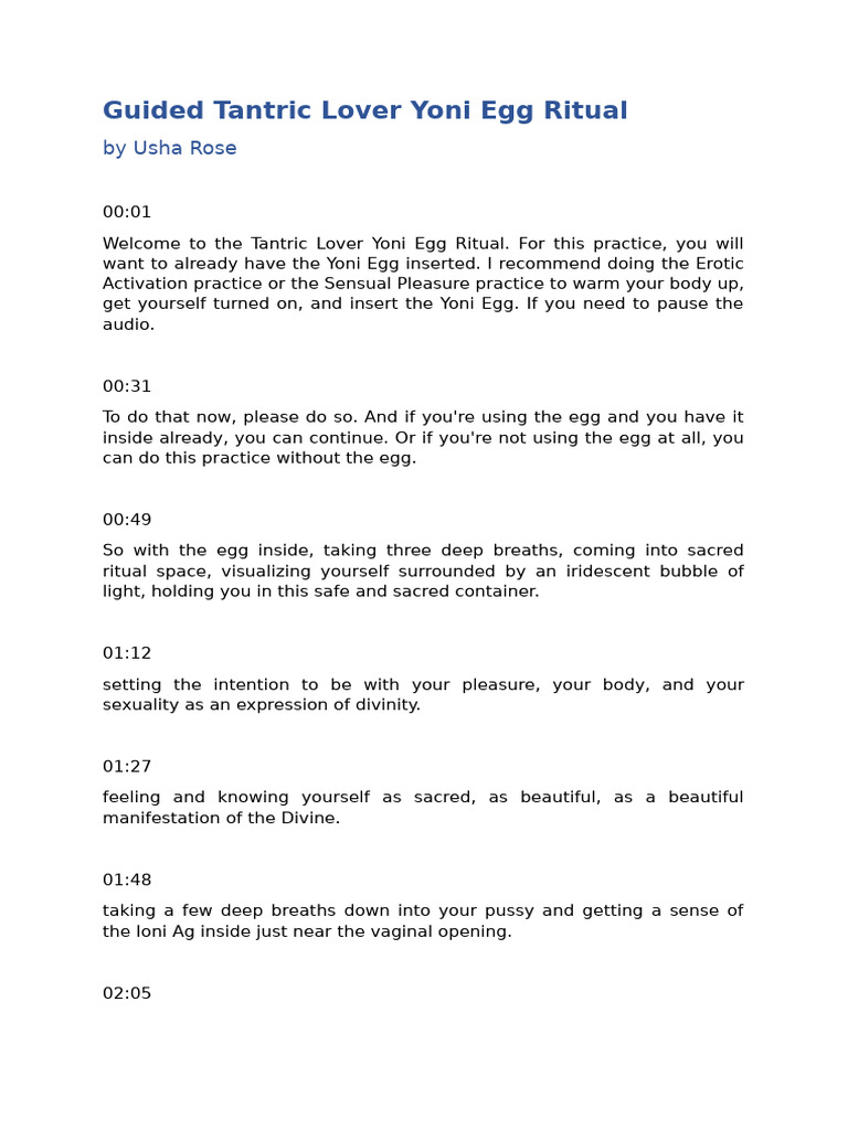 Guided Tantric Lover Yoni Egg Ritual | PDF | Vagina | Massage