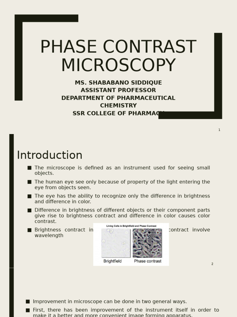 Phase Contrast Micros | PDF | Refractive Index | Diffraction