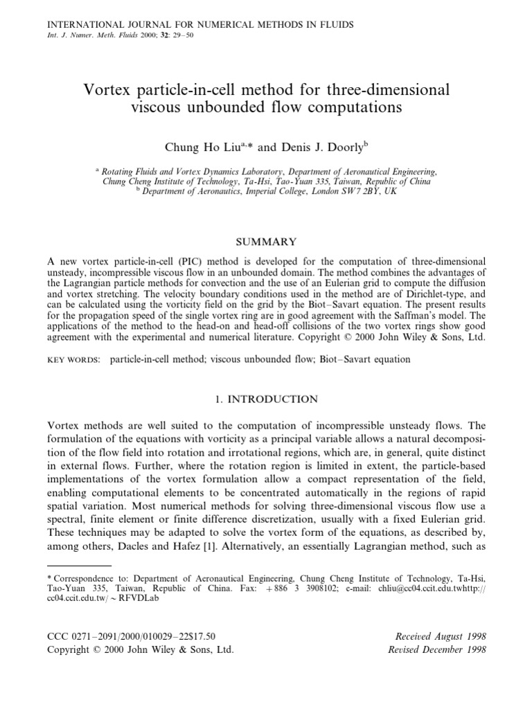 Chung Ho Liu and Denis J. Doorly - Vortex Particle-In-Cell Method For Three-Dimensional Viscous ...
