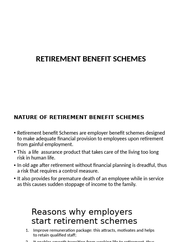 Understanding Retirement Benefit Schemes | PDF | Pension | Defined ...